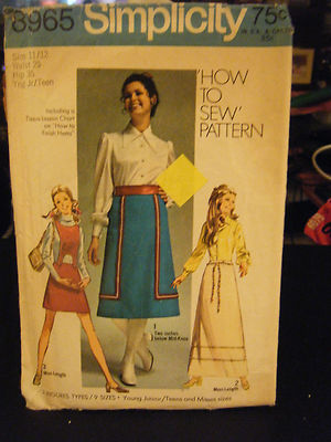 Simplicity 8965 Mini, Midi & Maxi Skirts & Bib Pattern - Size 11/12 ...