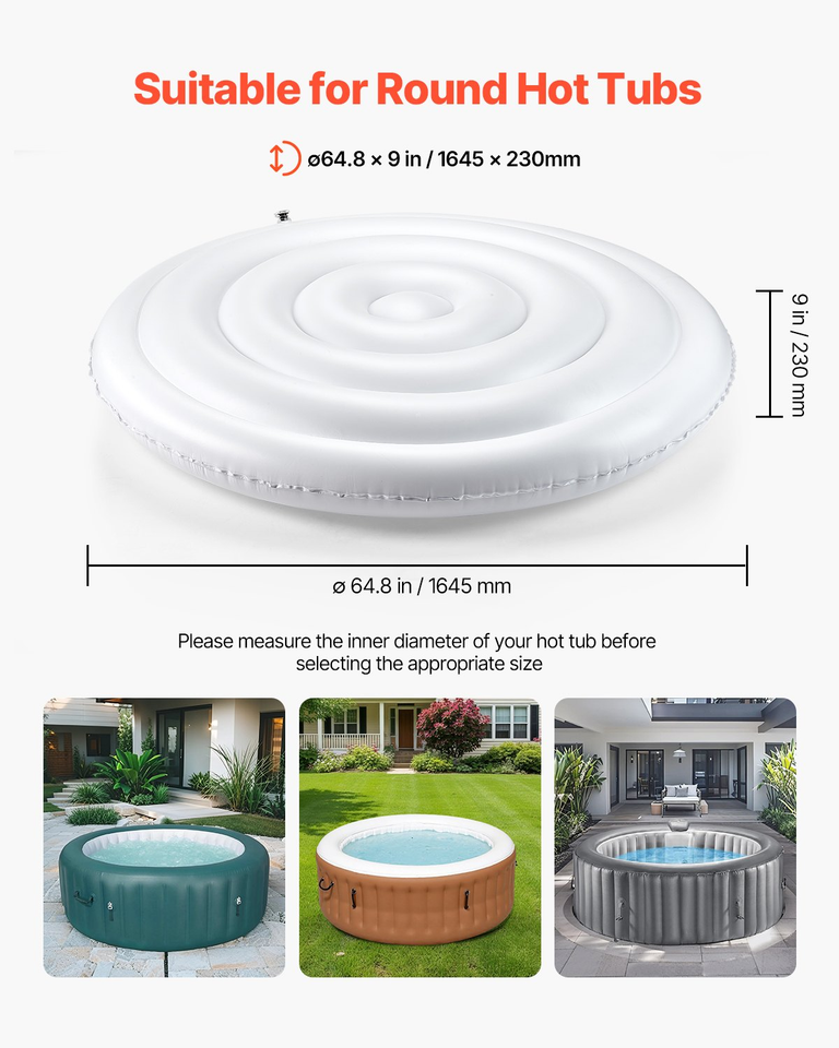 Inflatable Hot Tub Cover 5.4ft Round Lid Weatherproof and Waterproof ...