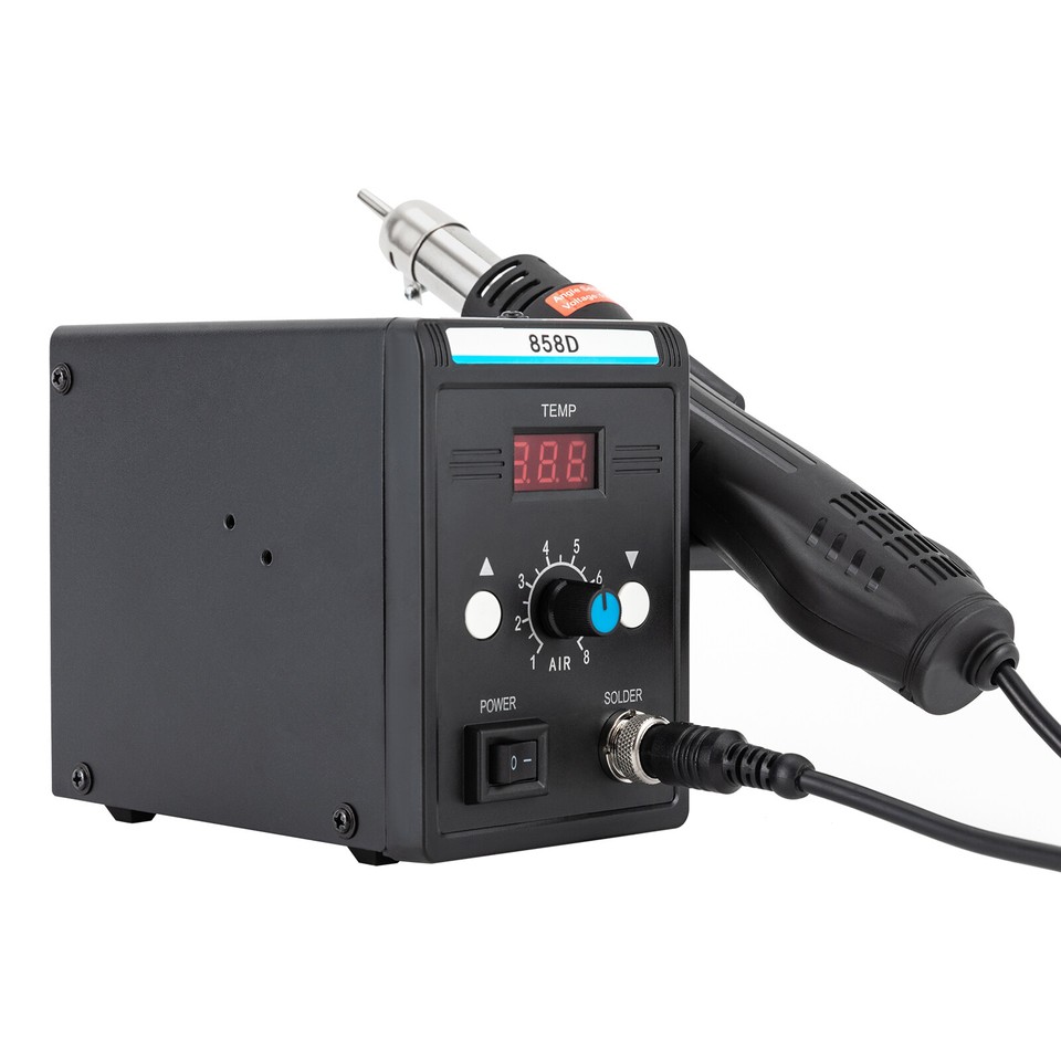 858D Pro Soldering Station Iron Reflow Rework Hot Air Gun Solder Tool ...