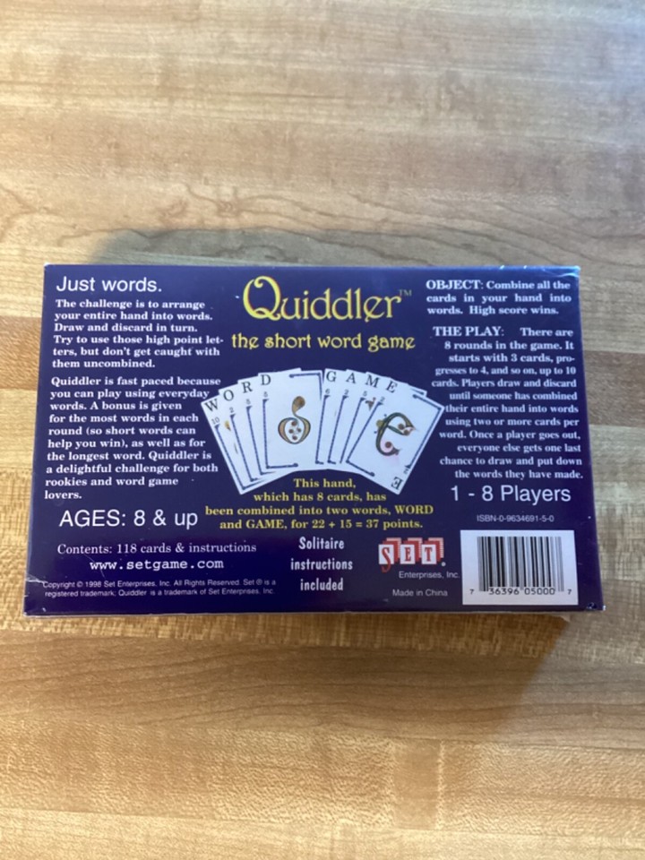 NIB Quiddler For The Fun Of Words The Short Word Card Game New, Factory ...