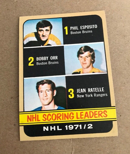 1971-72 Topps Hockey #63 NHL Scoring Leaders Esposito, Orr, Ratelle ...