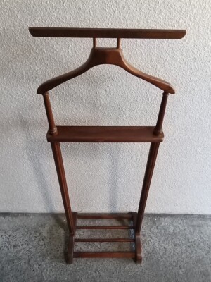 Vintage Mid Century Oak Wood Valet Stand Men's Suit Rack Butler Clothes ...