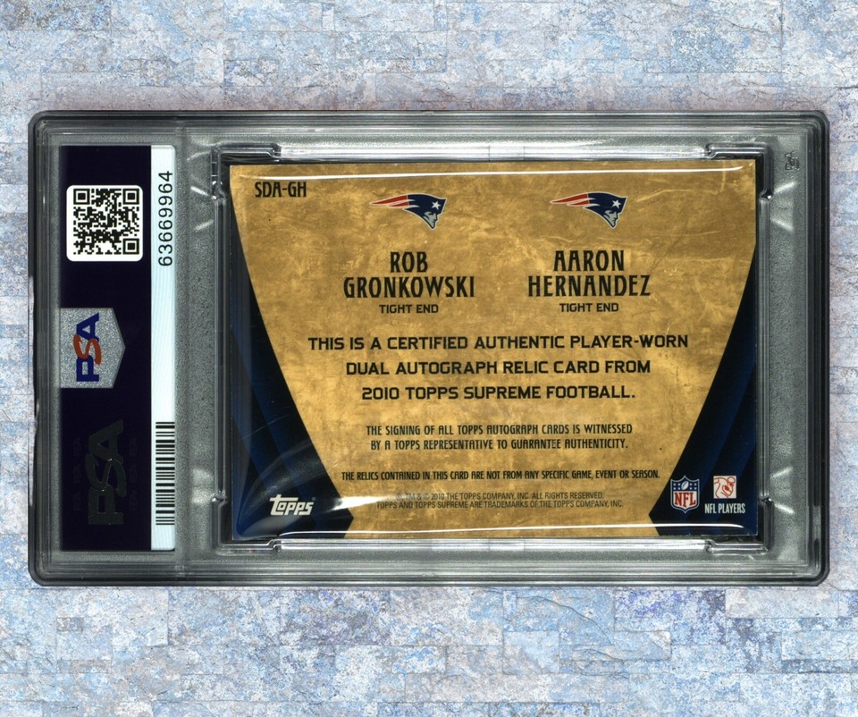 2010 NFL Topps Supreme Rob Gronkowski Aaron Hernandez RPA AUTO /5 POP 1 ...