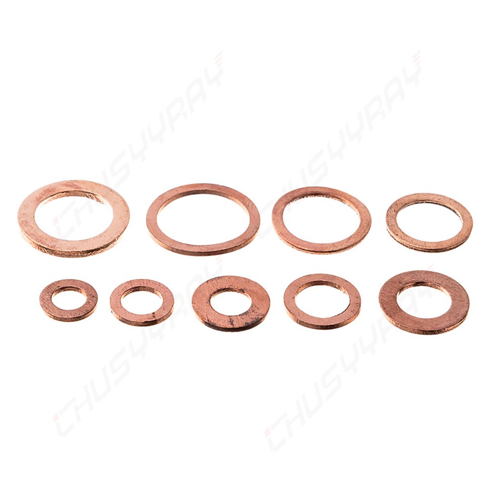 200PCS M6/M8/M10 Copper Crush Washer Flat Ring Spring Washers Seal Oil ...