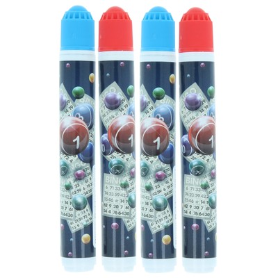 Bingo Ticket Dabbers 4Pc Dotter Stamp Marker Pens Set Red Blue Non Drip ...
