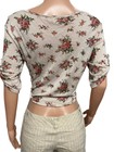 Y2K Beige Floral crop Cropped Rayon Tie front Fairycore Top M ...