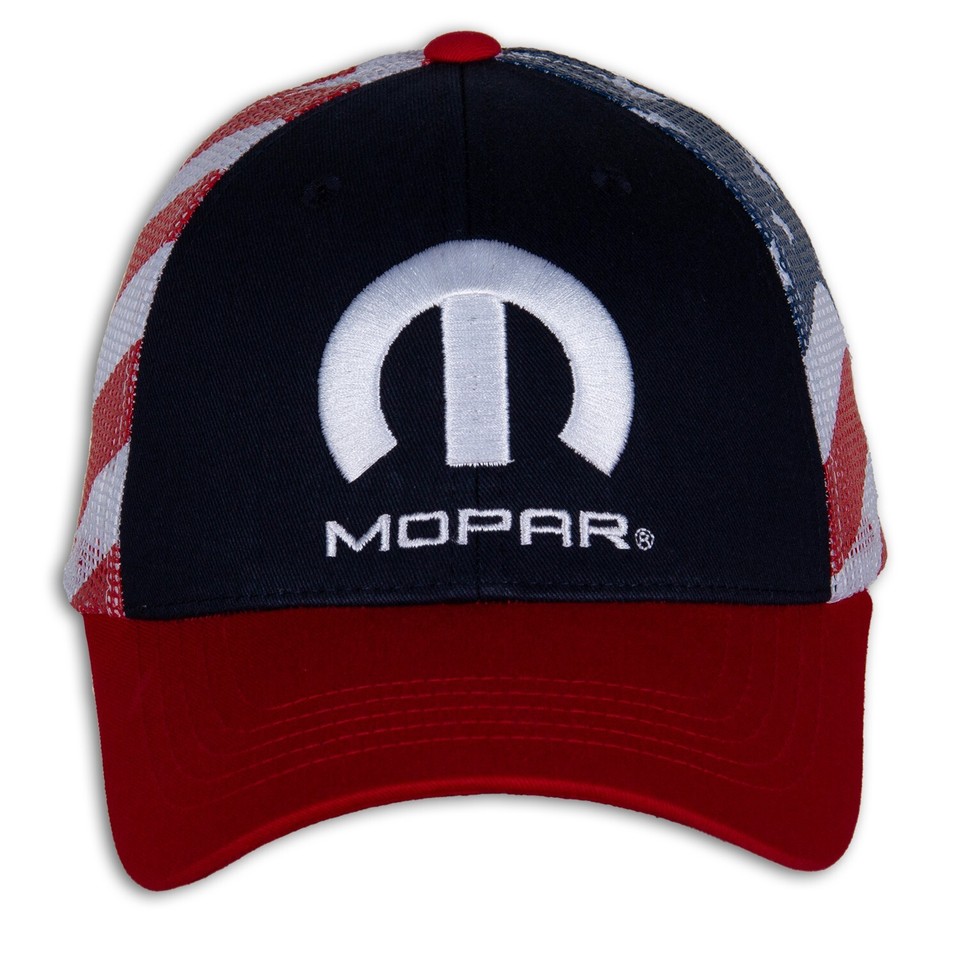 Mopar Red White Blue American Flag Mesh Trucker Hat | eBay