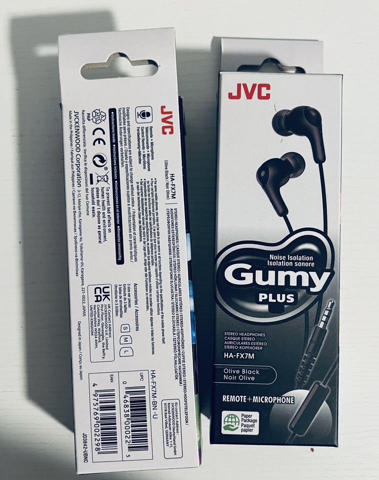 JVC Gummy Plus HA-FX7M Stereo Headphones Earbuds Remote + Microphone ...