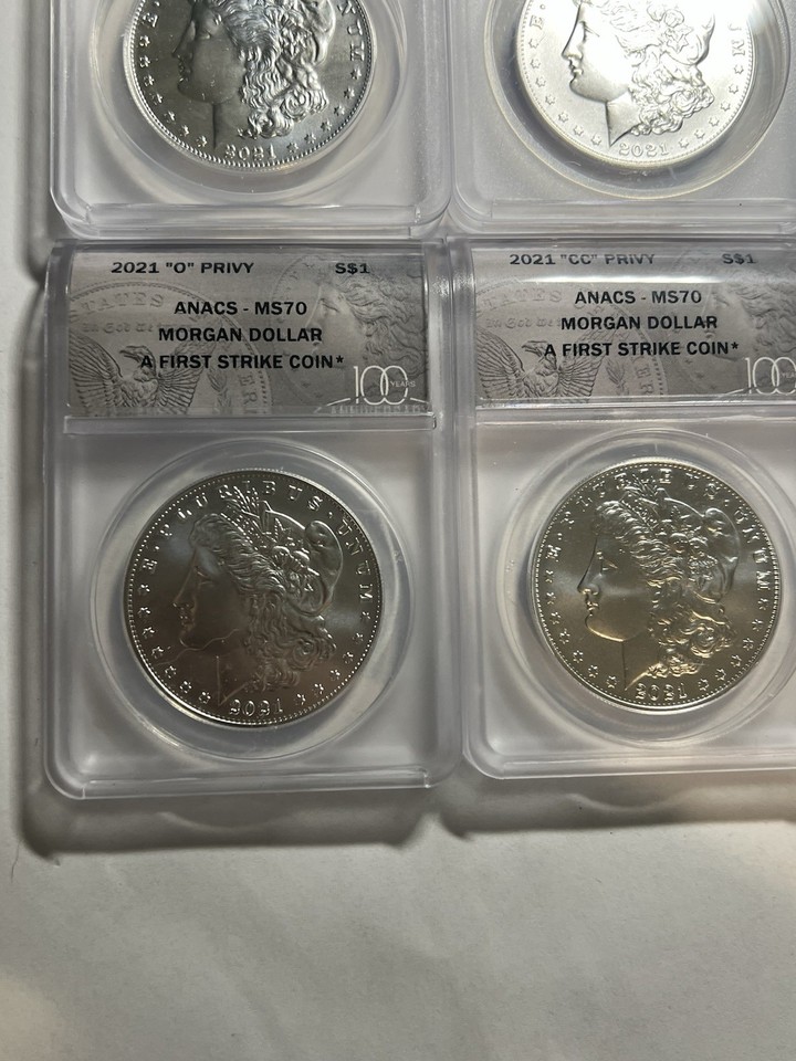 2021 $1 Morgan & Peace Silver Dollar ANACS MS70 6 COIN SET 100th ...