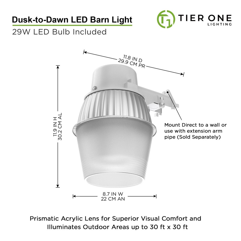 250w Equivalent Barn Light With 29w Led Bulb Outdoor Dusk To Dawn Area ...