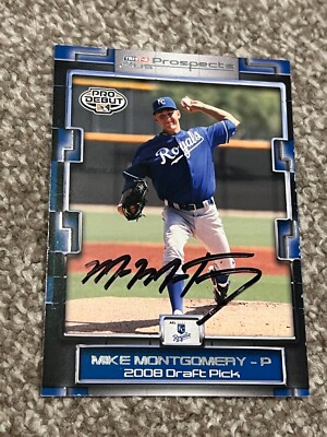 SIGNED BASEBALL CARD AUTO 2008 PRO DEBUT MIKE MONTGOMERY TRISTAR KC ...