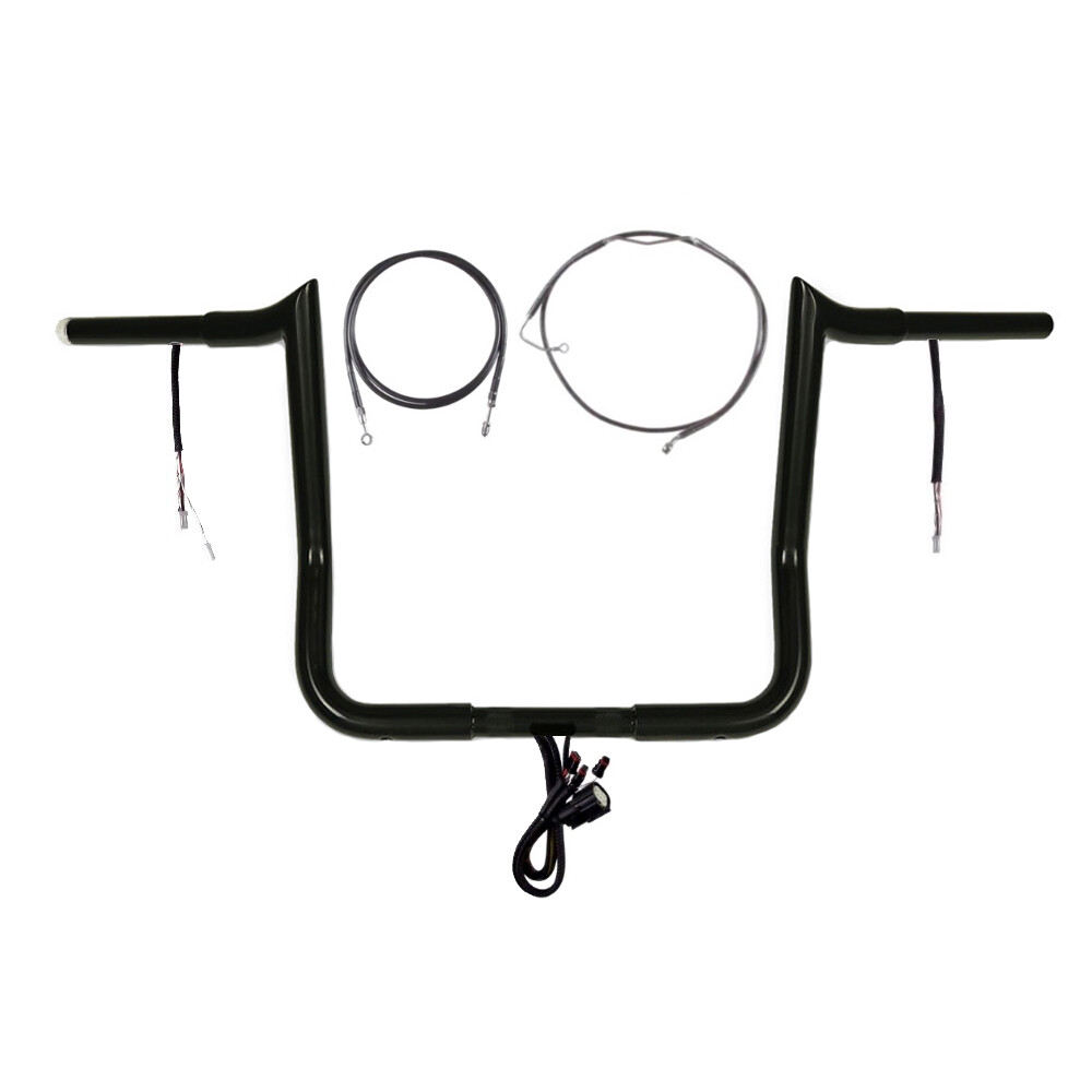 1 1/4" BBlack 12" Prewired Yaffe Bar Kit 2016-2023 Harley Street Glide ...
