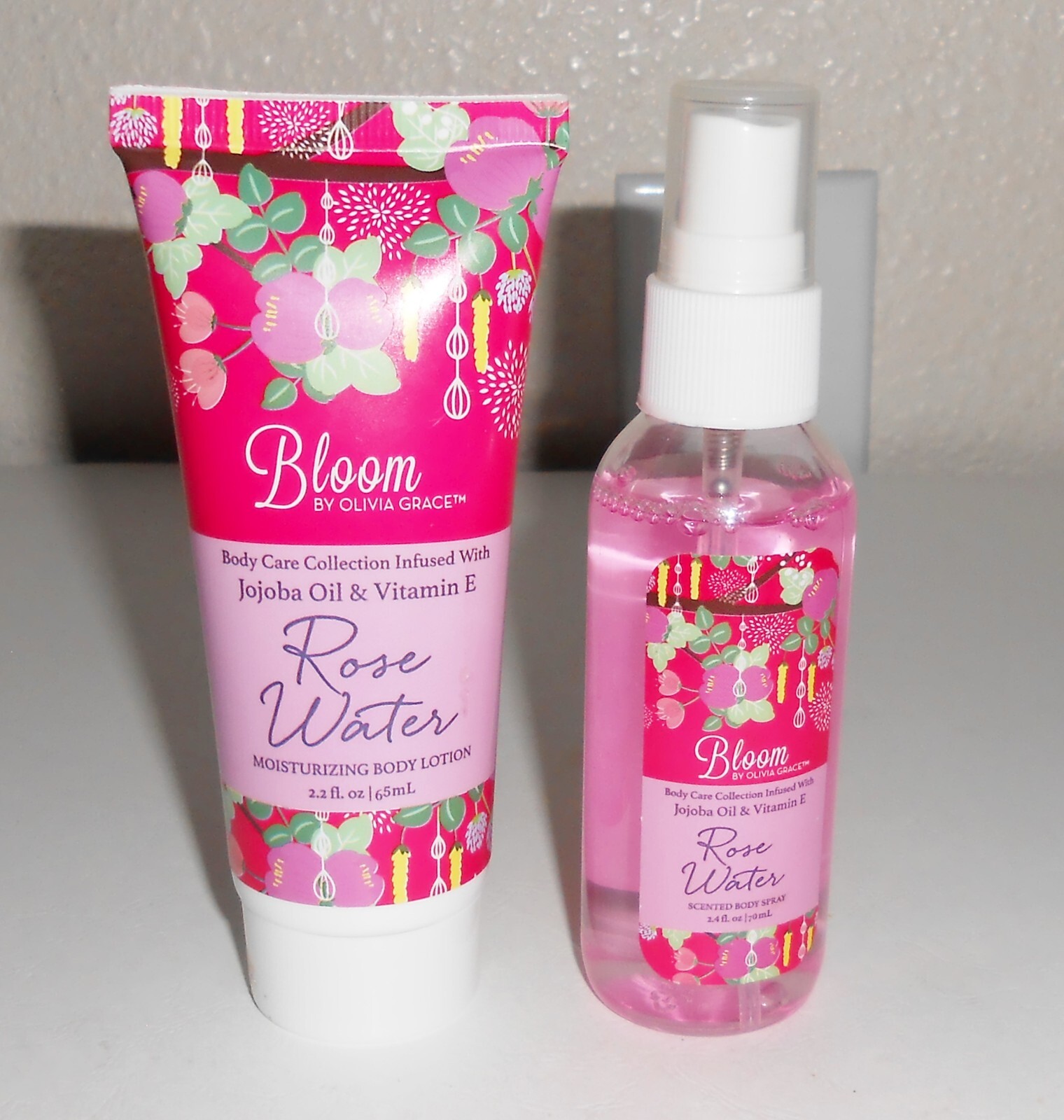 Olivia Grace Bloom Rose Water Set 3.4 oz. Scented Body Spray & 2.2 oz ...
