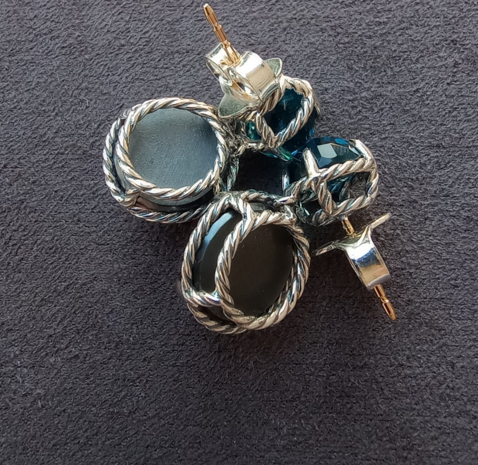 Pre- owned DAVID YURMAN CHATELAINE DOUBLE-DROP Hampton Blue & Orquid ...