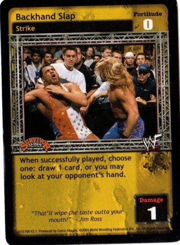 WWE: Backhand Slap (SS1) [Played] card type Strike Raw Deal Wrestling ...