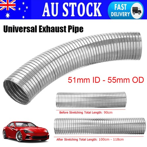 2" Inch Flexible Exhaust Pipe Stainless Steel Universal Air Vent Hose ...