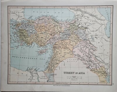 1878 ANTIQUE MAP TURKEY IN ASIA AIDIN KARAMANIA ANGORA ALEPPO BAGDAD | eBay