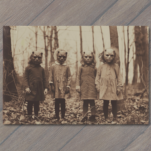 4x6" Weird Creepy Vintage Look Vibe Kids Masks Halloween Cult Unusual ...