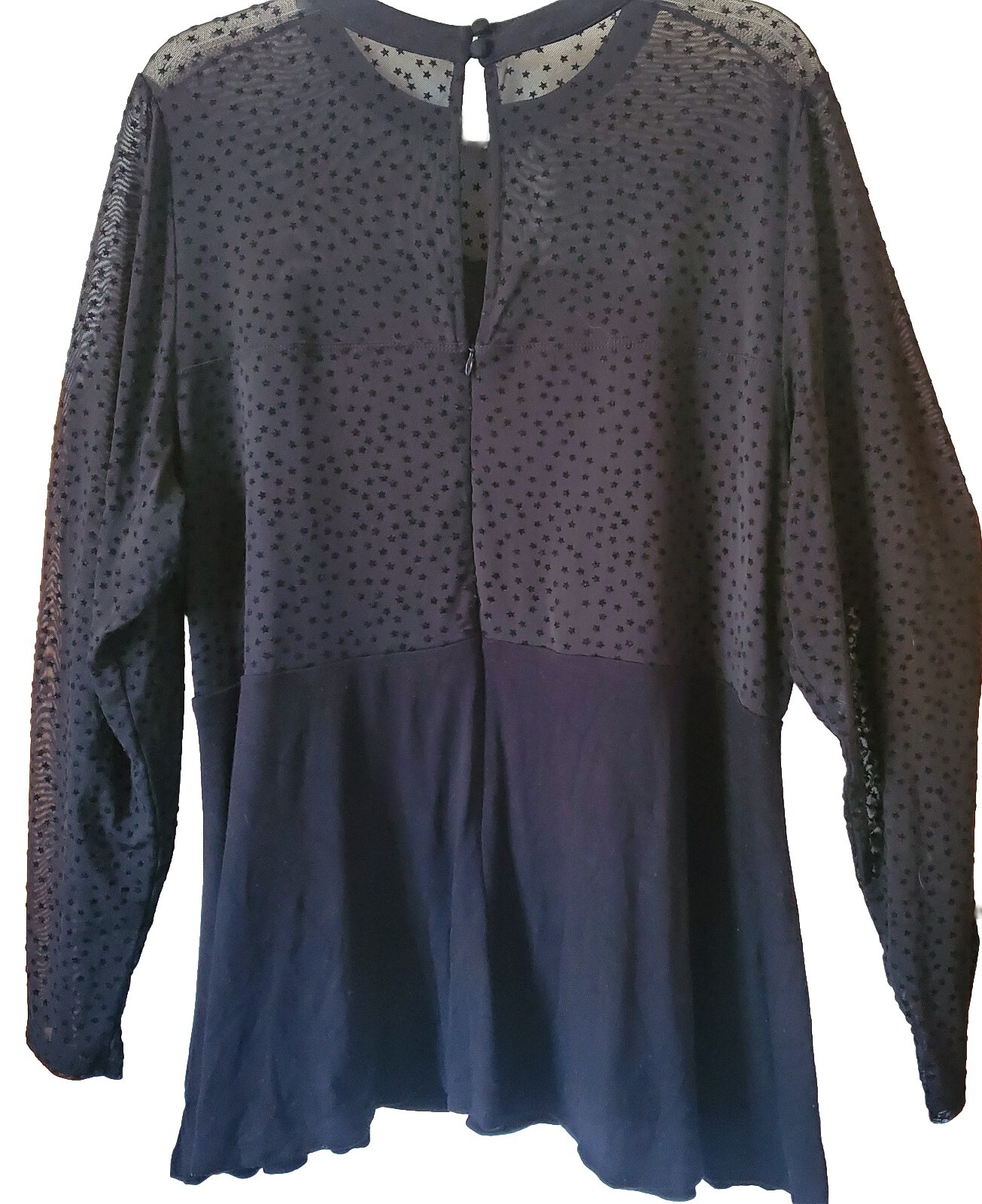 Womens Torrid 3 Black Peplum Blouse Sheer Chest Sleev… - Gem