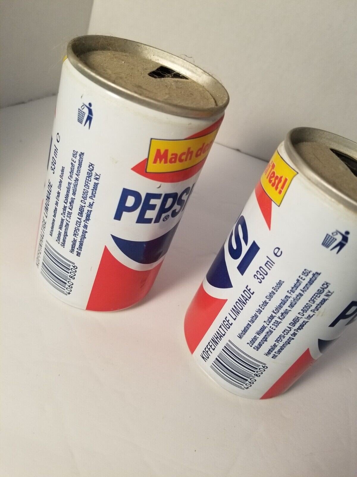 Lot of 2 Vintage Pepsi-Cola German 330ml PEPSI CHALLENGE! Empty Cans ...