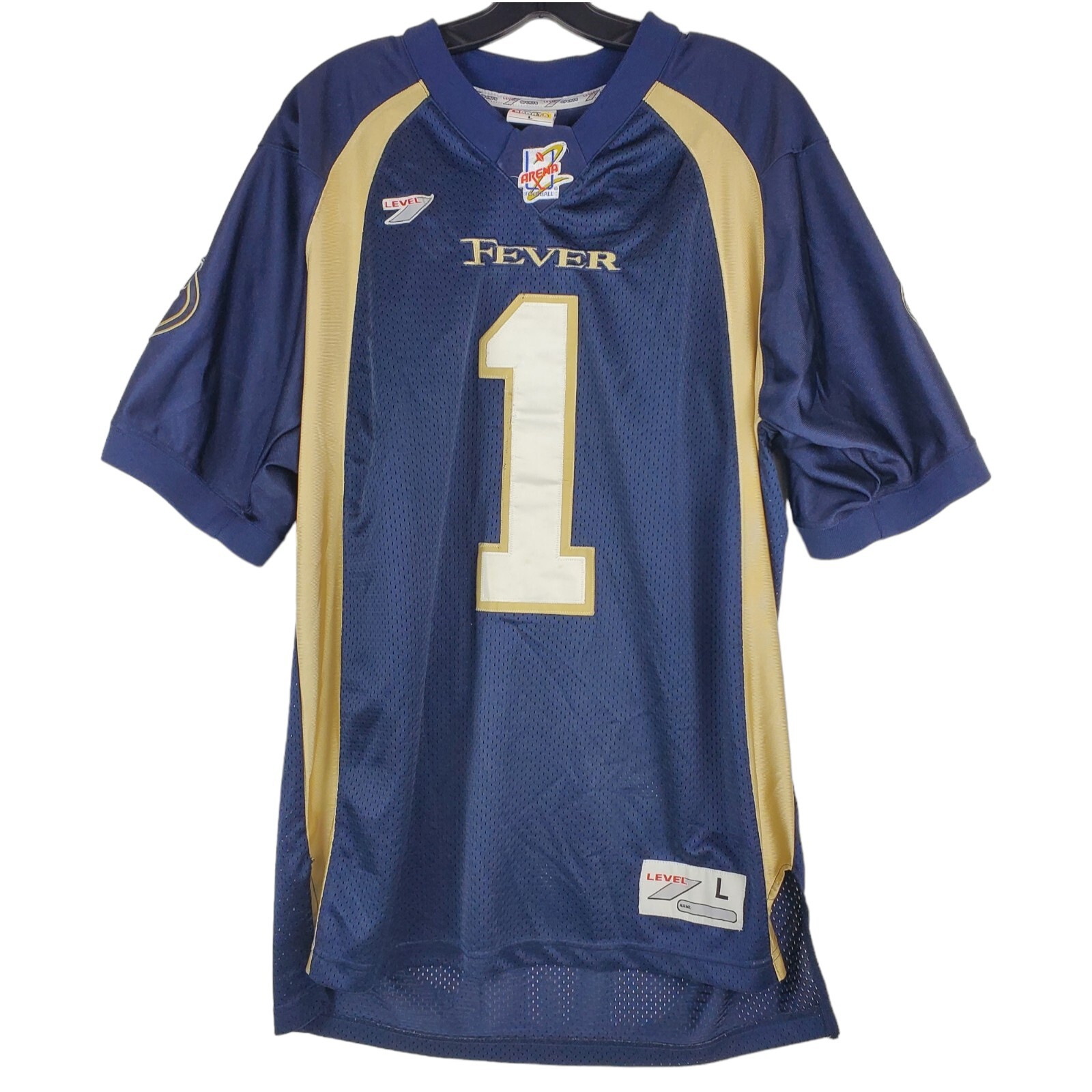 TRI-CITIES FEVER Jersey Mens Large Blue Gold #1 Logo Spell Out ARENA 2 ...