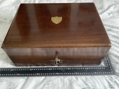 Antique 19thC. Large Wood Box,LOCK,KEY,Brass Handles,Collectors Cabinet ...