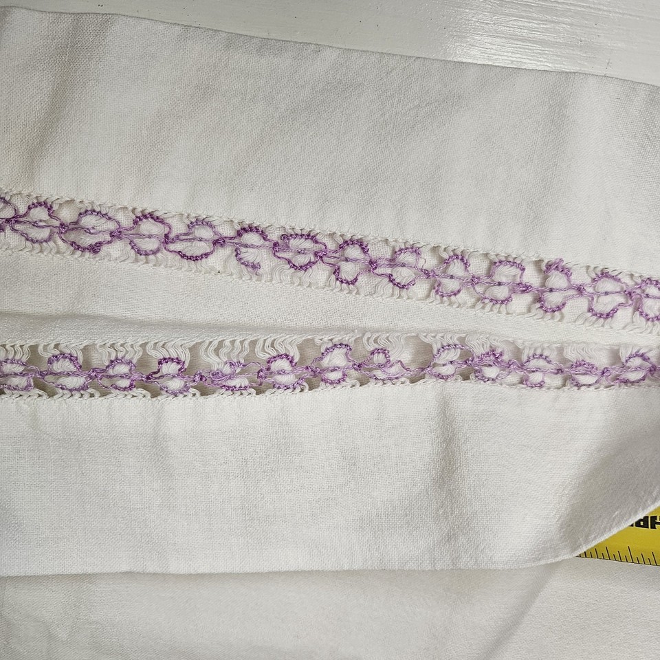 Vintage Lavender Embroidered Pillowcase Small Size | Hand Drawn Thread ...