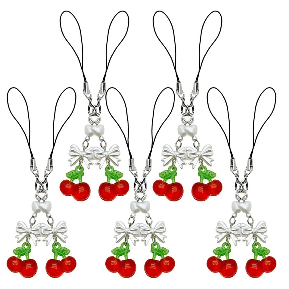 10pcs Phone Chain Charm - Cute Cellphone Lanyard Strap with Cherry and ...