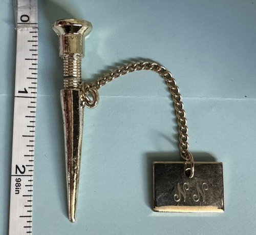 Vintage Gold-Tone Brass GOLF TEE PEG & Flag Fob - "N N" Monogram ...