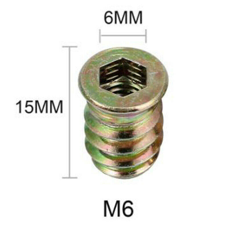 100Pcs M6 D-nut Screws Threaded Wood Insert Nuts Hex Drive Screw ...