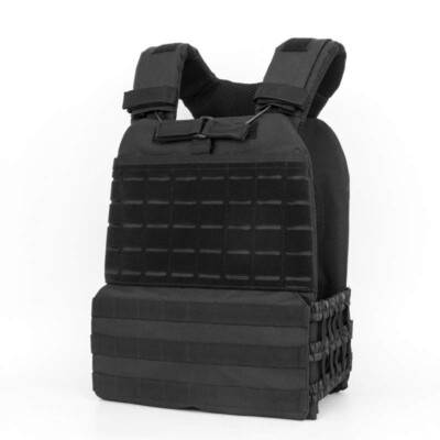 Black Tactical Weight Vest Plate Carrier, CrossFit Rogue & 5.11 Plates ...