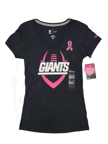 Nike Women's NFL Football New York Giants Shirt, Black, Breast Cancer ...