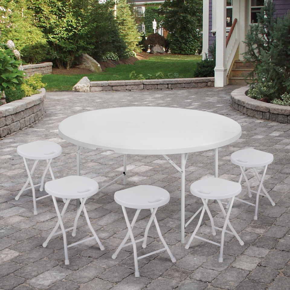 5 Pack[FOLDABLE ROUND DINING TABLE]Outdoor Barbeque Portable Camping ...