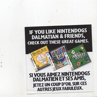 If you like Nintendogs Dalmations Nintendo DS ADVERT INSERT ONLY ...