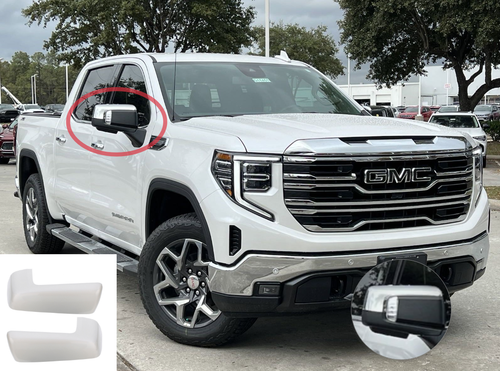 Painted Pearl White G1W WA140X Mirror Covers For 19-25 GMC Sierra 1500 ...