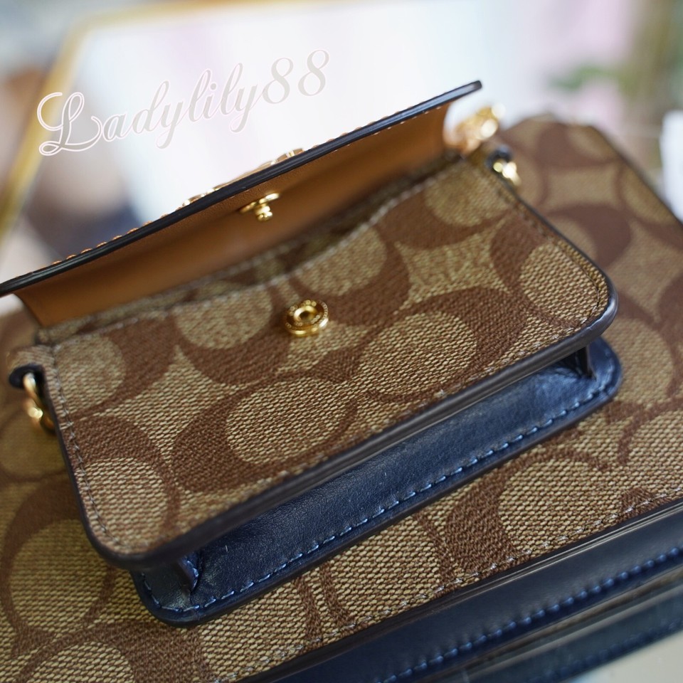 NWT Coach CF477 Poppy Crossbody In Colorblock Signature Canvas And Card ...