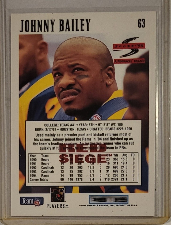 1995 Score Red Siege #63 Johnny Bailey St. Louis Rams Football Card | eBay