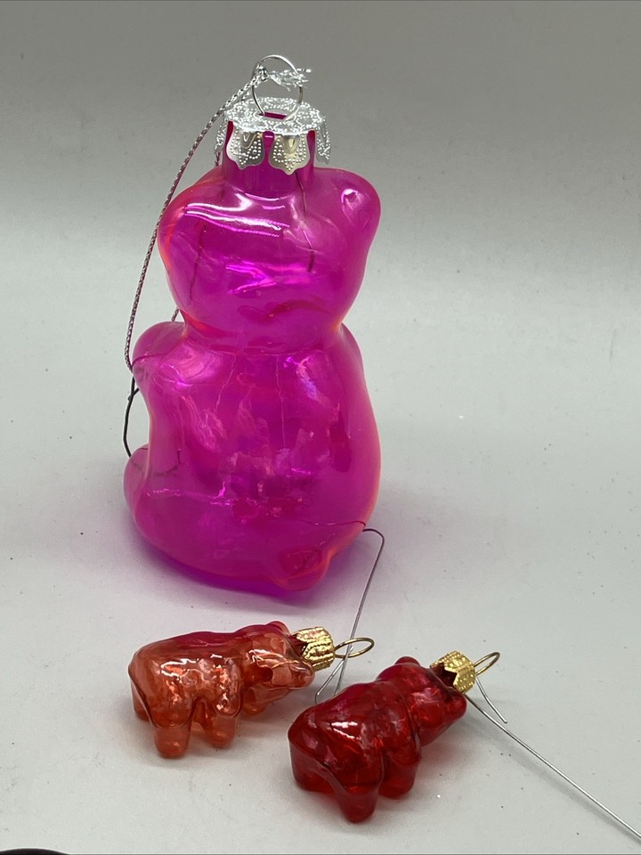 HOBBY LOBBY GLASS GUMMY BEAR TREE ORNAMENTS HOT PINK & Small Bears | eBay