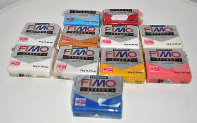 Fimo Polymer Clay bundle- 'Effect' modelling clay- 11 Blocks Assorted ...