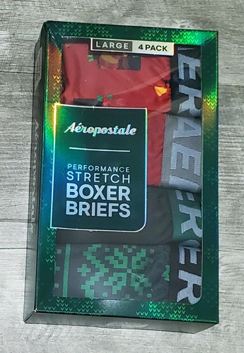 AEROPOSTALE AERO MENS 4 PACK BOXER BRIEFS Performance SZ Large RED ...