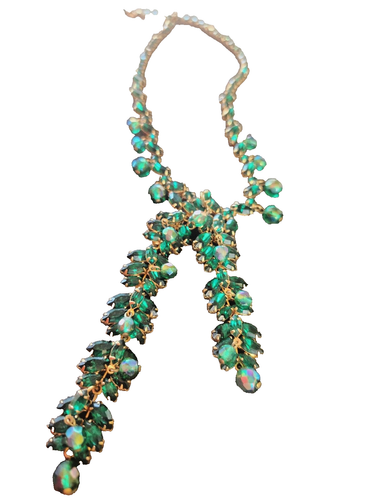 Vintage Green Rhinestone Negligee Necklace by Hattie Carnegie. | eBay