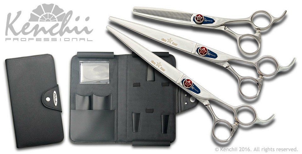Kenchii Five Star Offset Handle Grooming Shears & Sets Professional Dog ...