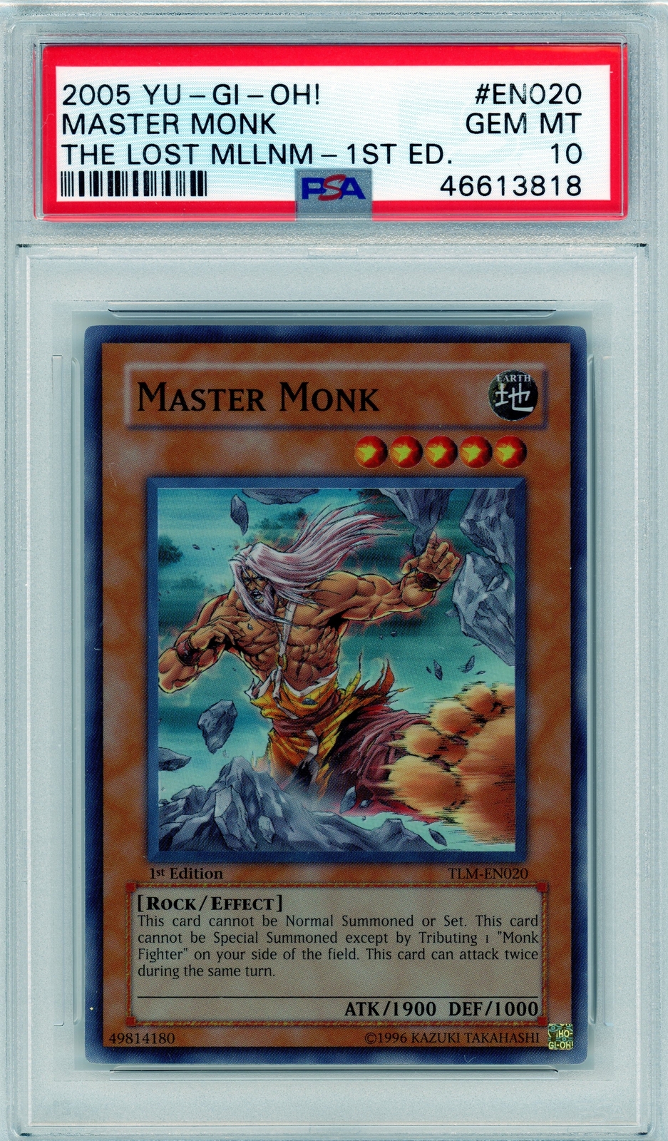 PSA 10 Master Monk // 2005 Yugioh The lost millennium 1st Edition # ...