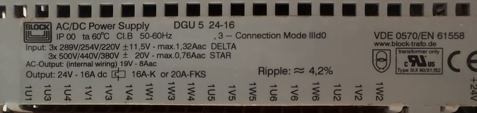 Block VDE 0570/EN 61558, DGU 5 24-16 AC/DC POWER SUPPLY | eBay