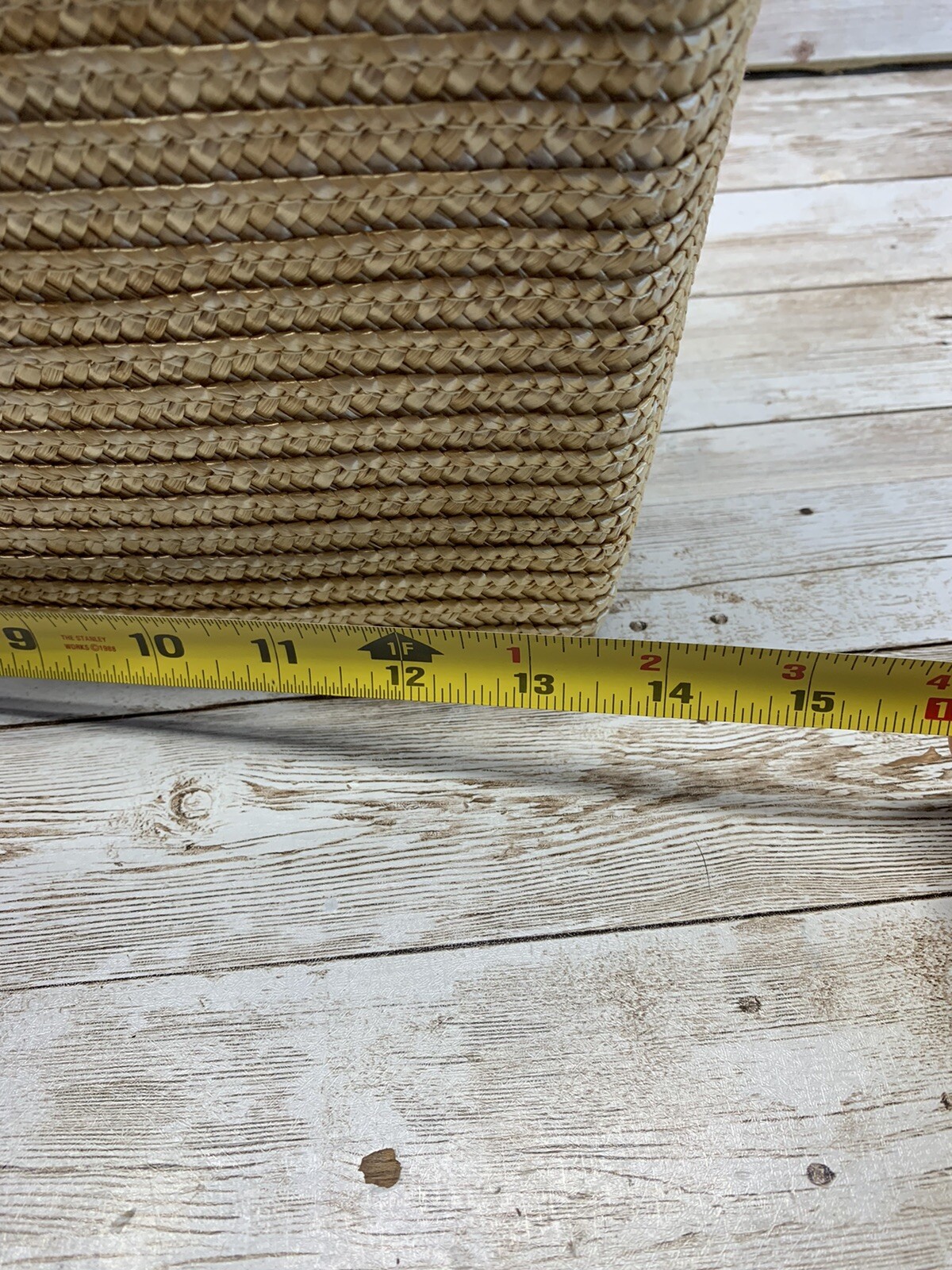 TALBOTS Straw Tote Purse Bag Double Wood Handles Pink Flowers Beach ...