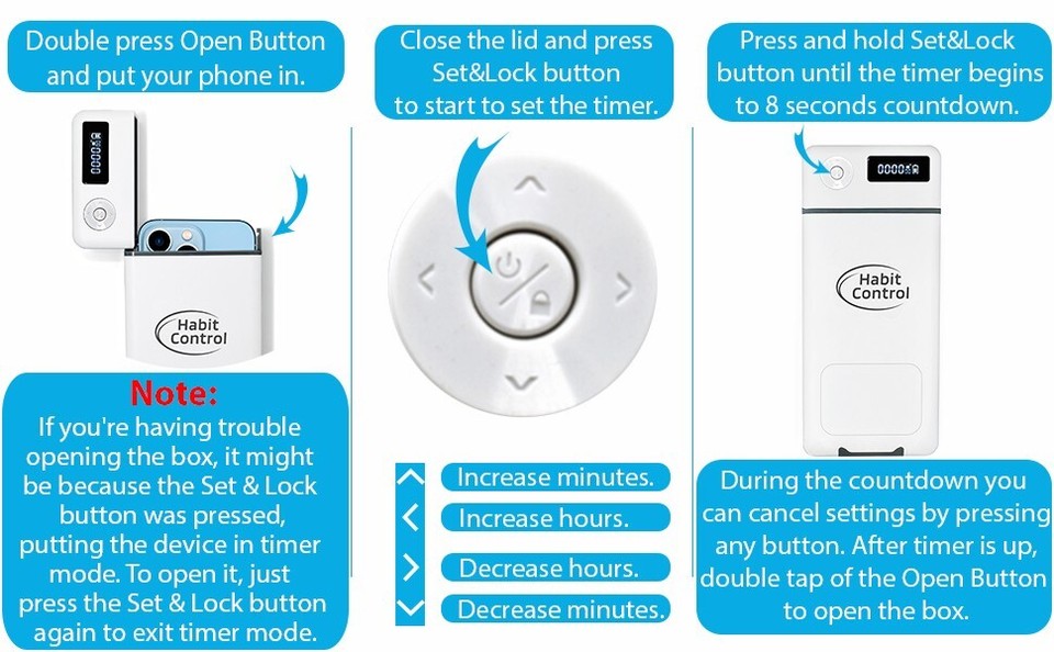 Habit Control Cell Phone Lock Box with a Timer | Phone Jail Time Box ...