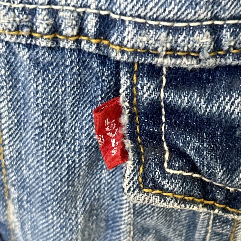 Levi Strauss Denim Trucker Biker Jacket Distressed Red Tag VINTAGE. L ...
