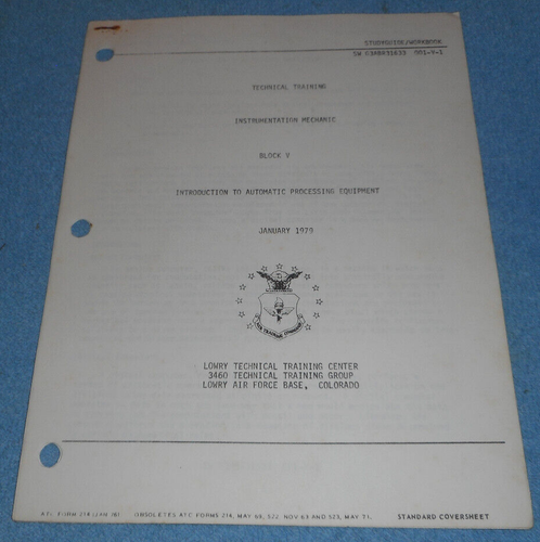 1979 US Air Force Technical Training Study Guide Automatic Processing ...
