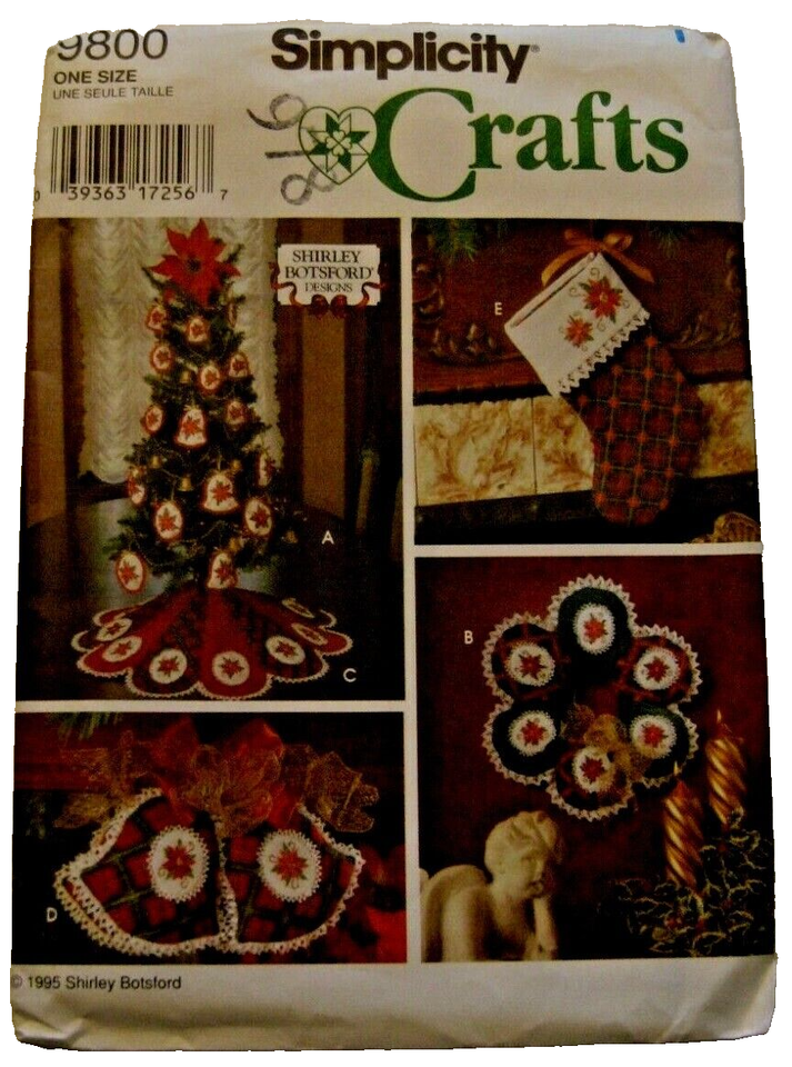 Vintage 1995 Simplicity Christmas Wreath -Stocking Tree Skirt Pattern ...