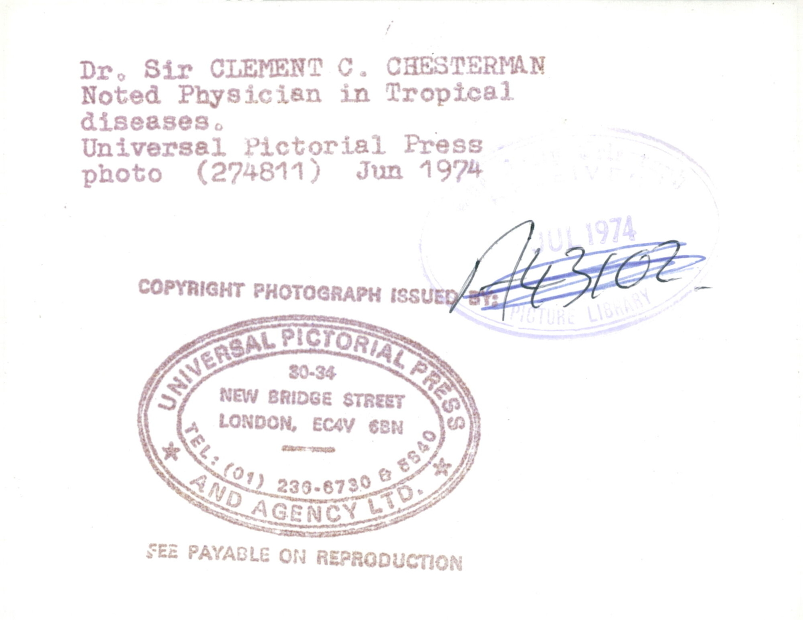 Dr. Sir Clement C. Chesterman - Vintage Photograph 1429999 | eBay